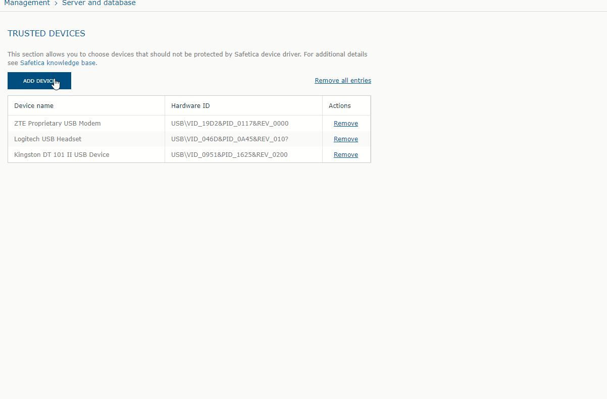 How to create exceptions for problematic devices