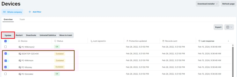 How to update and uninstall Safetica Client
