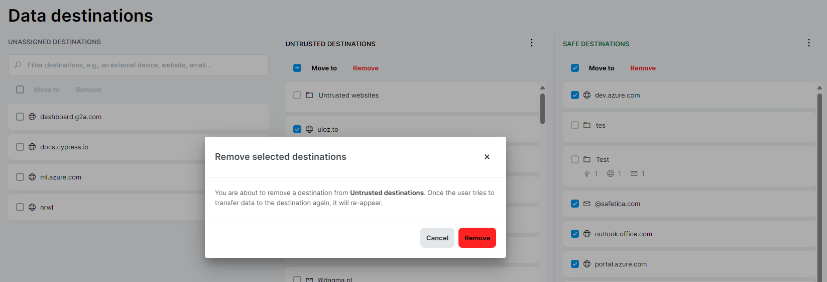 Destination management: How to move, copy, or remove destinations
