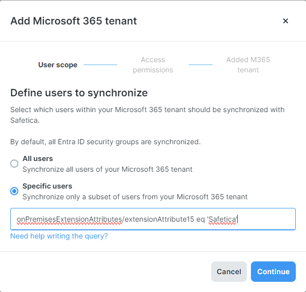 How to synchronize a subset of Microsoft 365 users