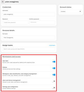 Accounts and permissions: How to change access permissions