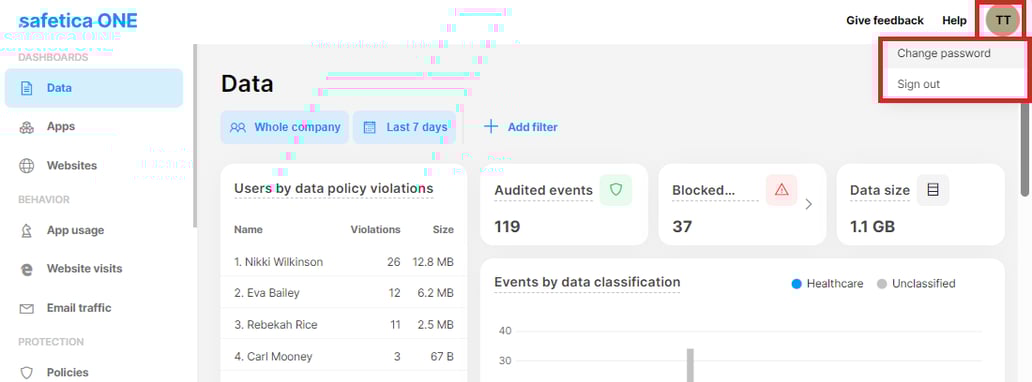 How to change the password for Safetica console