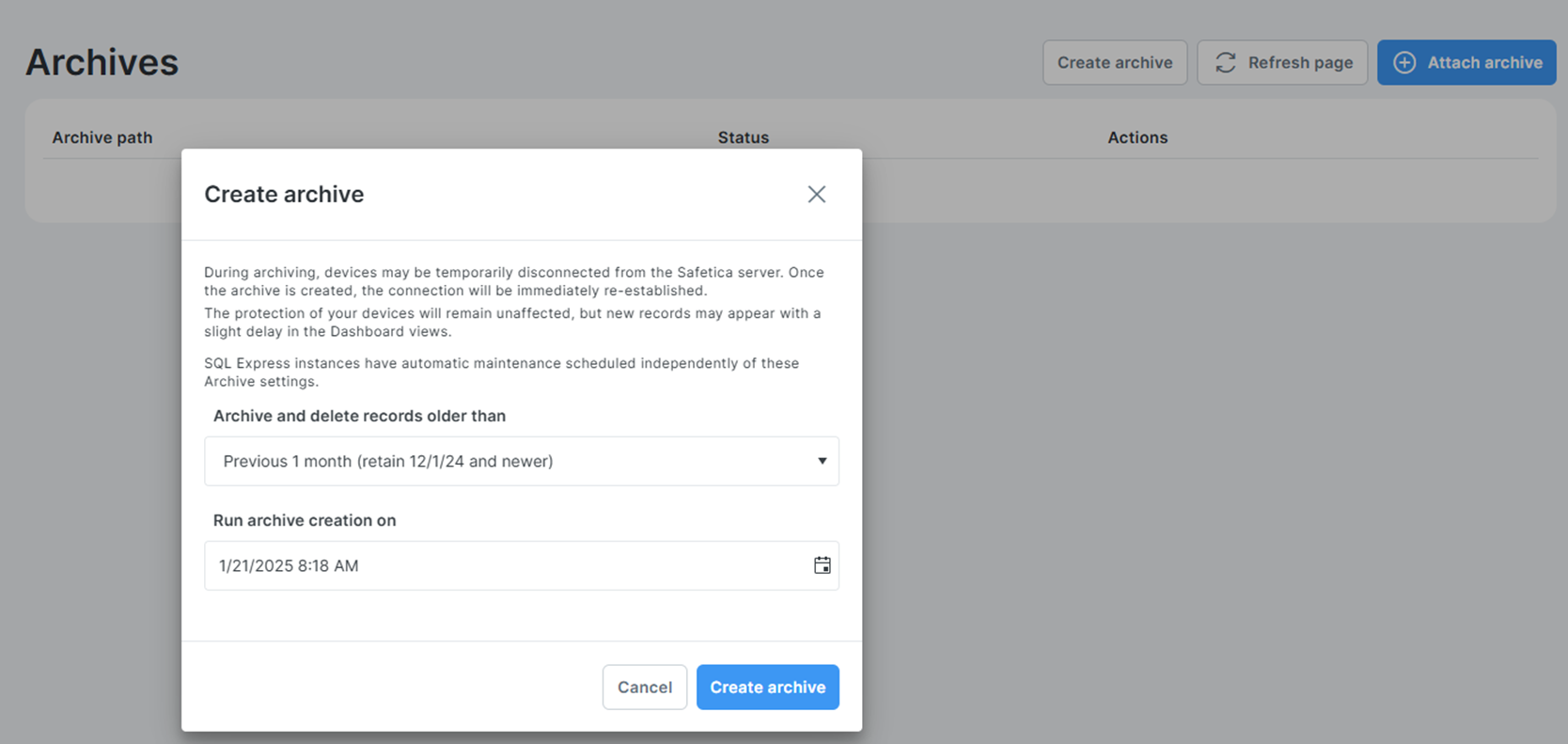 💻On-premises Safetica: How to create and manage database archives in ...