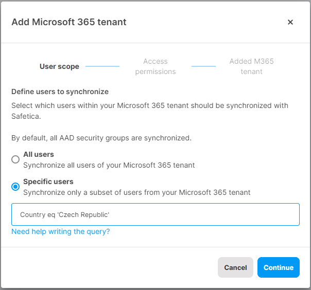 How to synchronize a subset of Microsoft 365 users