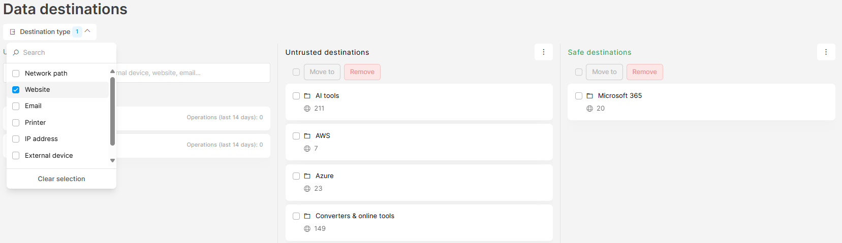 Data destinations: define your perimeter