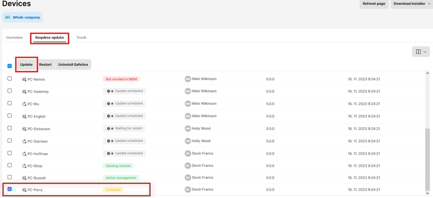 How to update and uninstall Safetica Client