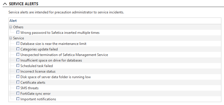 💻Safetica On-Prem: Service alerts