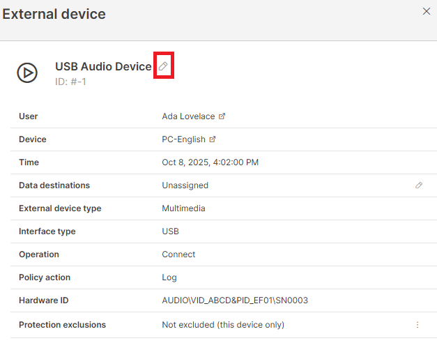 How to rename an external device