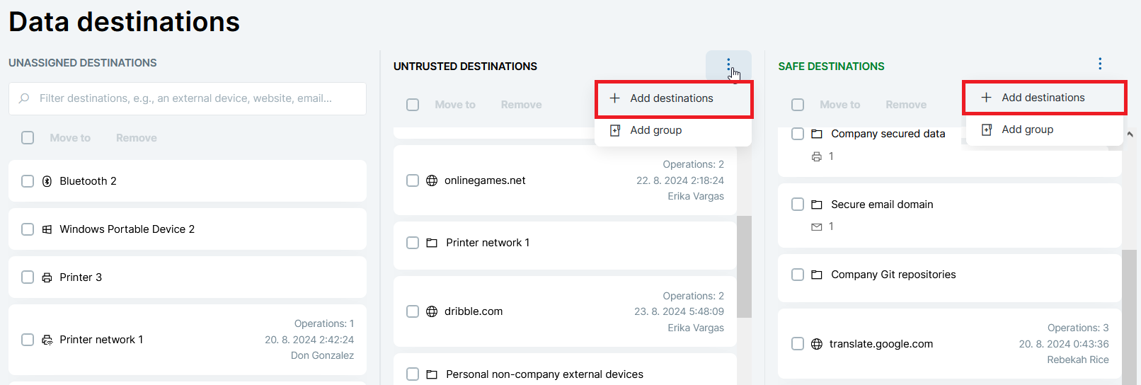 How to manually add new destinations